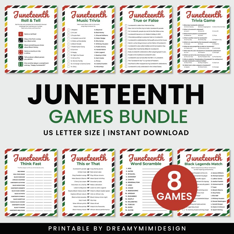 Juneteenth Games Bundle, Printable Juneteenth Activities, Black History ...