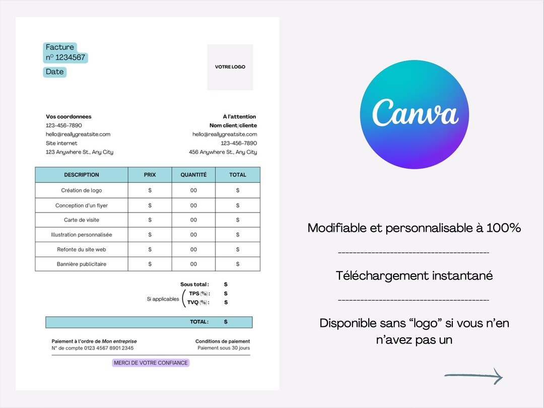Editable Invoice Template Canva | Custom Invoice Sheet for Everyone ...
