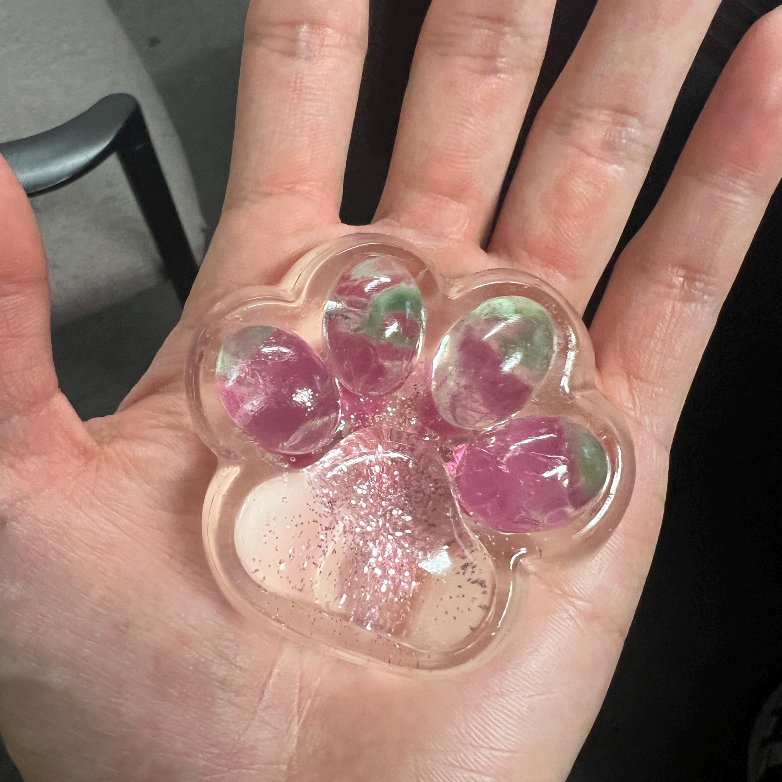 Handmade Clear Squishy Cat Paw Squishy Toys, Ticky Taba Squishy Cat Paw ...
