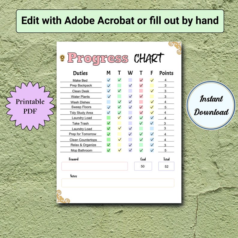 Kids Chore Chart | Daily Chore Chart | Behaviour Chart | Daily Routine ...