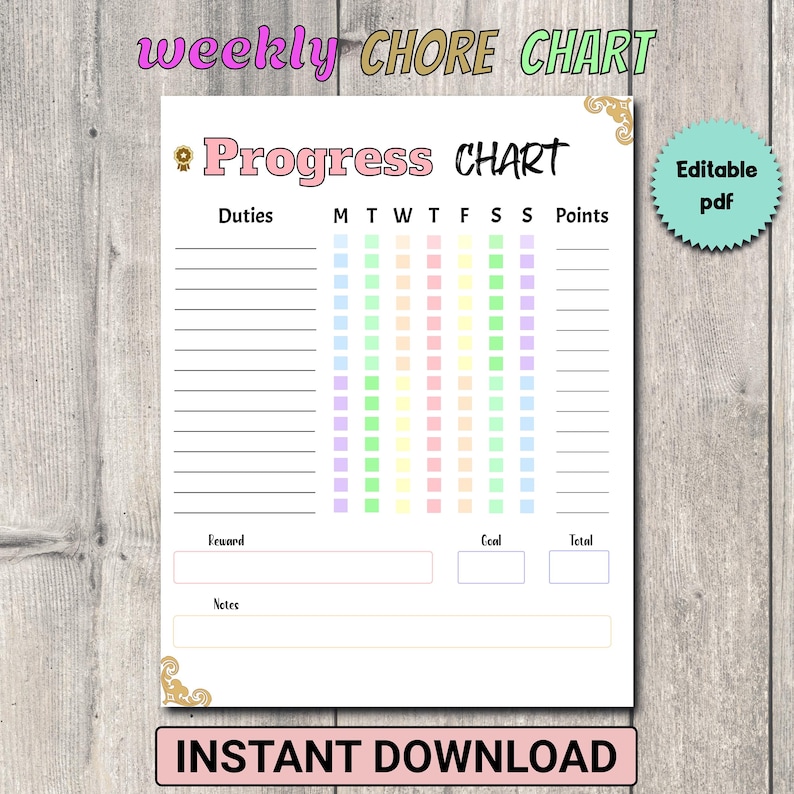 Kids Chore Chart | Daily Chore Chart | Behaviour Chart | Daily Routine ...