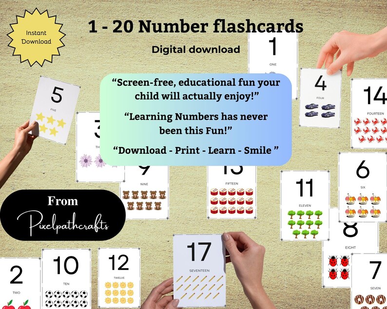 Number Flashcards 1-20 for Kids | Preschool & Toddler Learning ...
