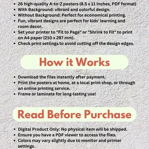 Alphabet Poster Set: A to Z Wall Art, Kids Educational Decor (digital ...