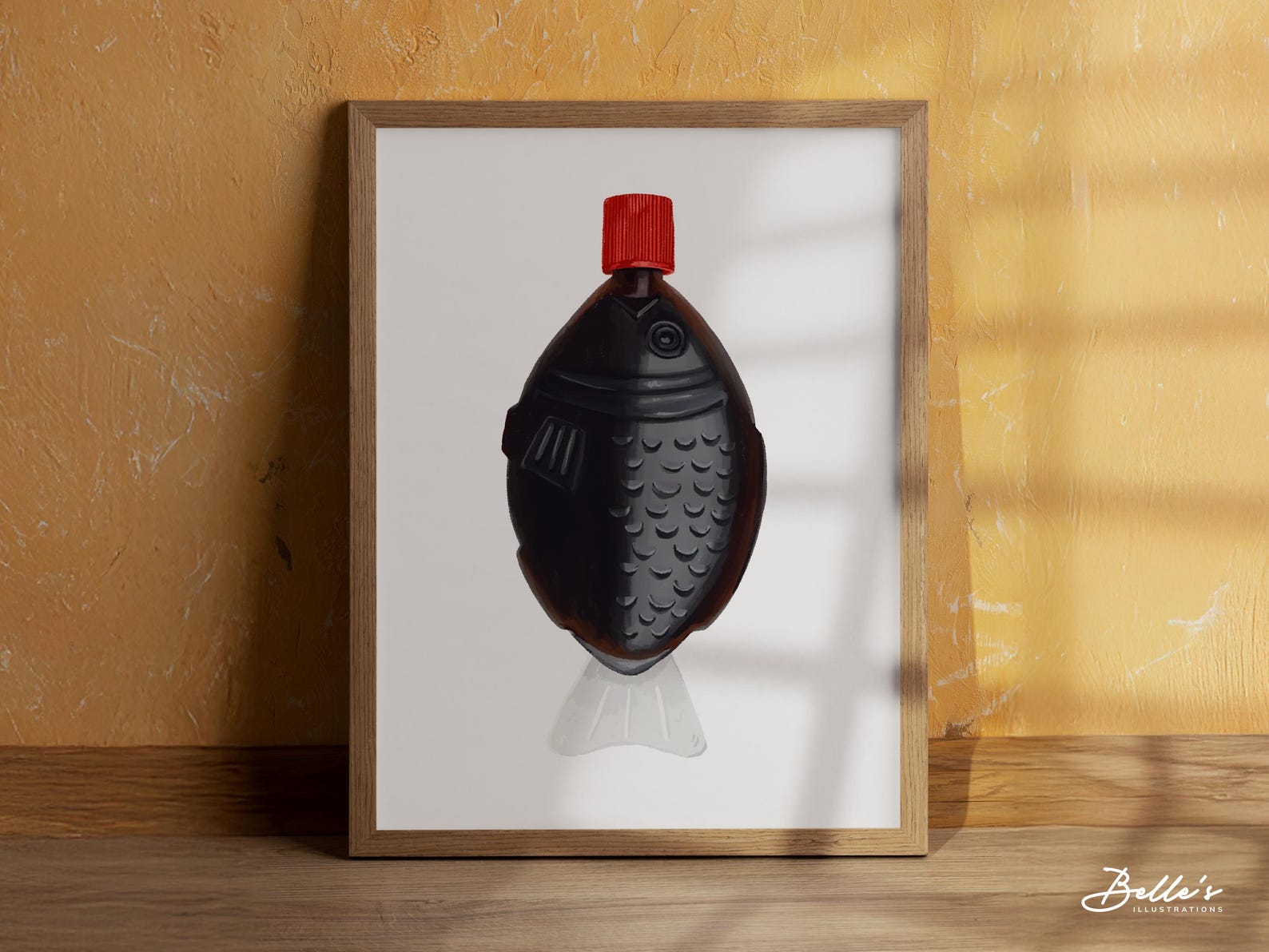 Cute Soy Sauce Fish Bottle Illustration for Sushi Lovers, Home Decor ...