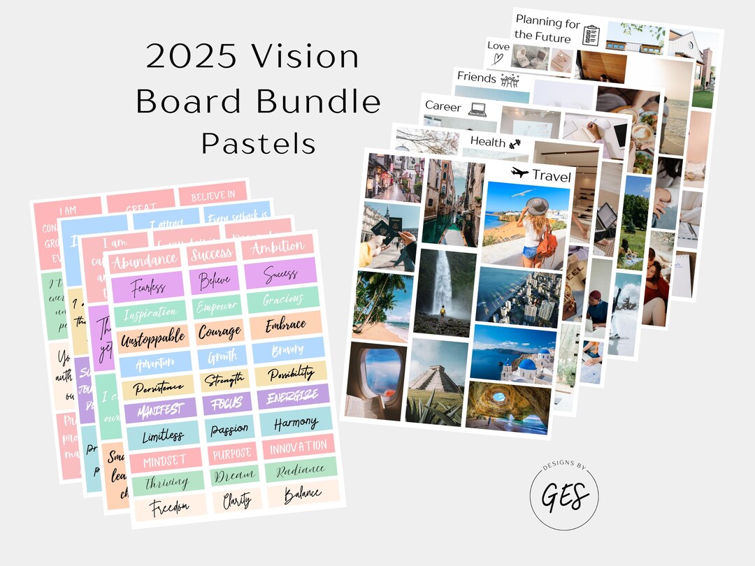 2025 Vision Board Bundle Pastels - Etsy