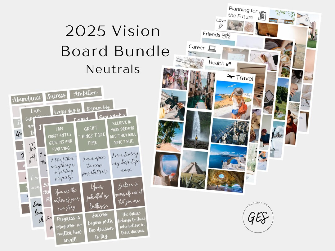 2025 Vision Board Bundle Neutrals - Etsy