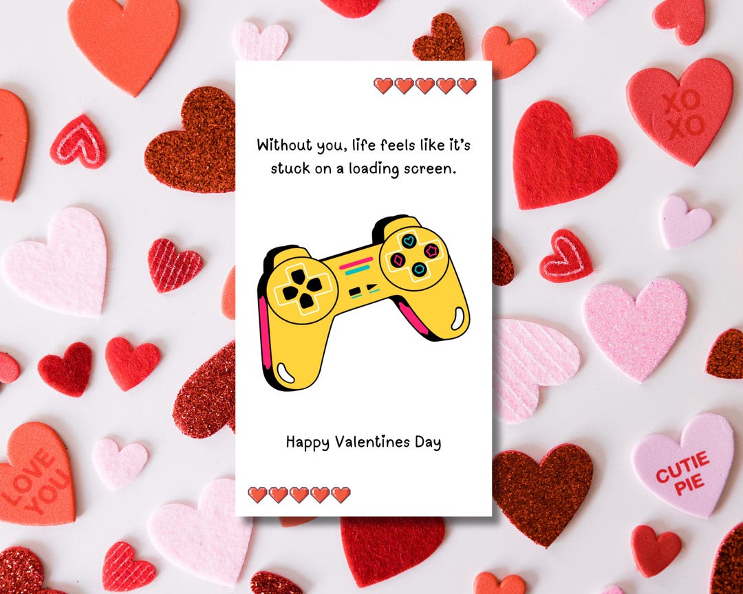 Gamer Valentine Day Card, Cute Video Game Valentine Card, Instant ...