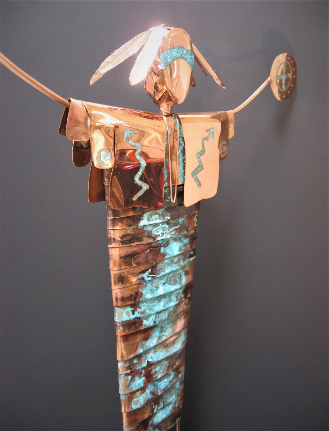 Southwestern Sculpture Bronze Shaman Copper Ancient Petroglyph - Etsy