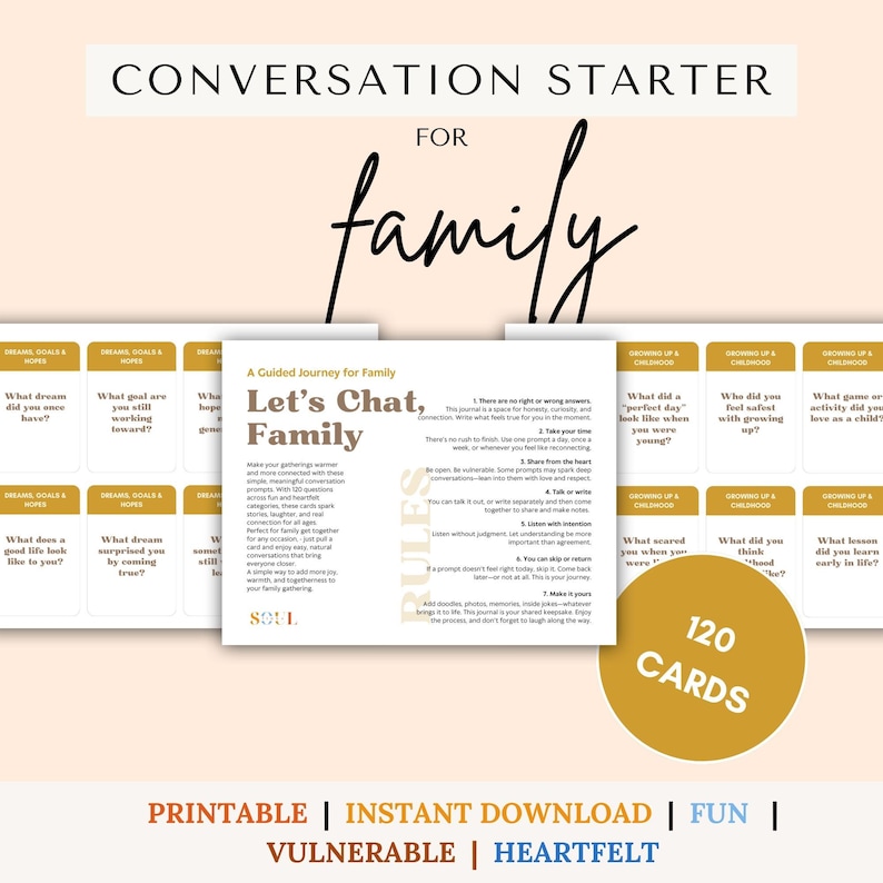 Family Digital Conversation Prompts: 120 Bonding Cards for All Family ...