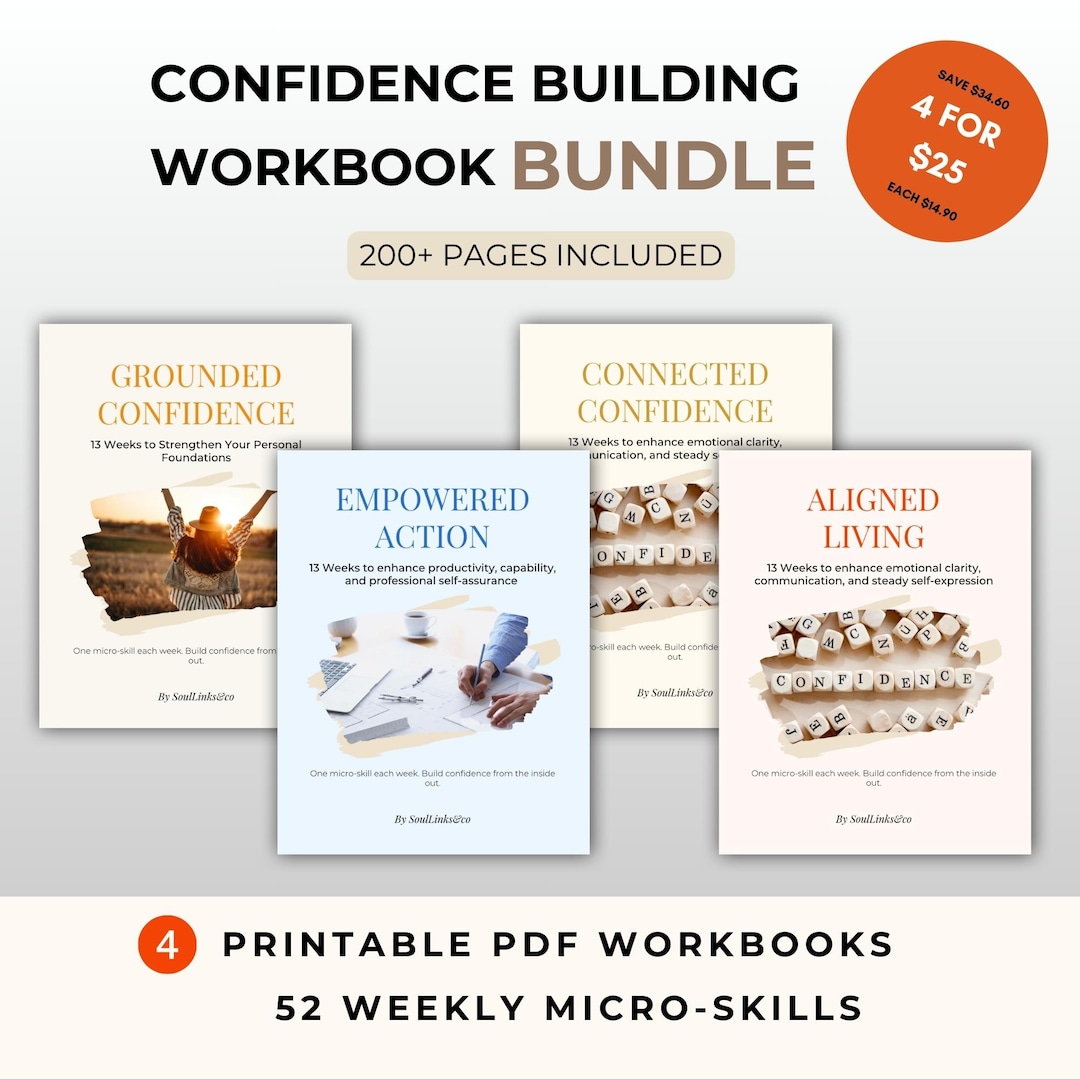 Confidence Building Workbook Bundle: Self-development PDF Worksheets ...