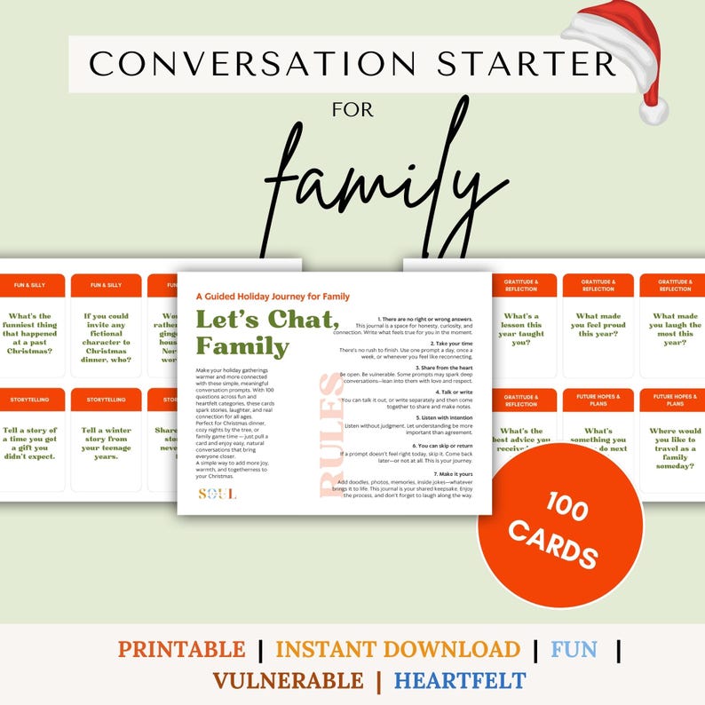Christmas Family Bonding Cards: 100 Digital Conversation Prompts - Etsy