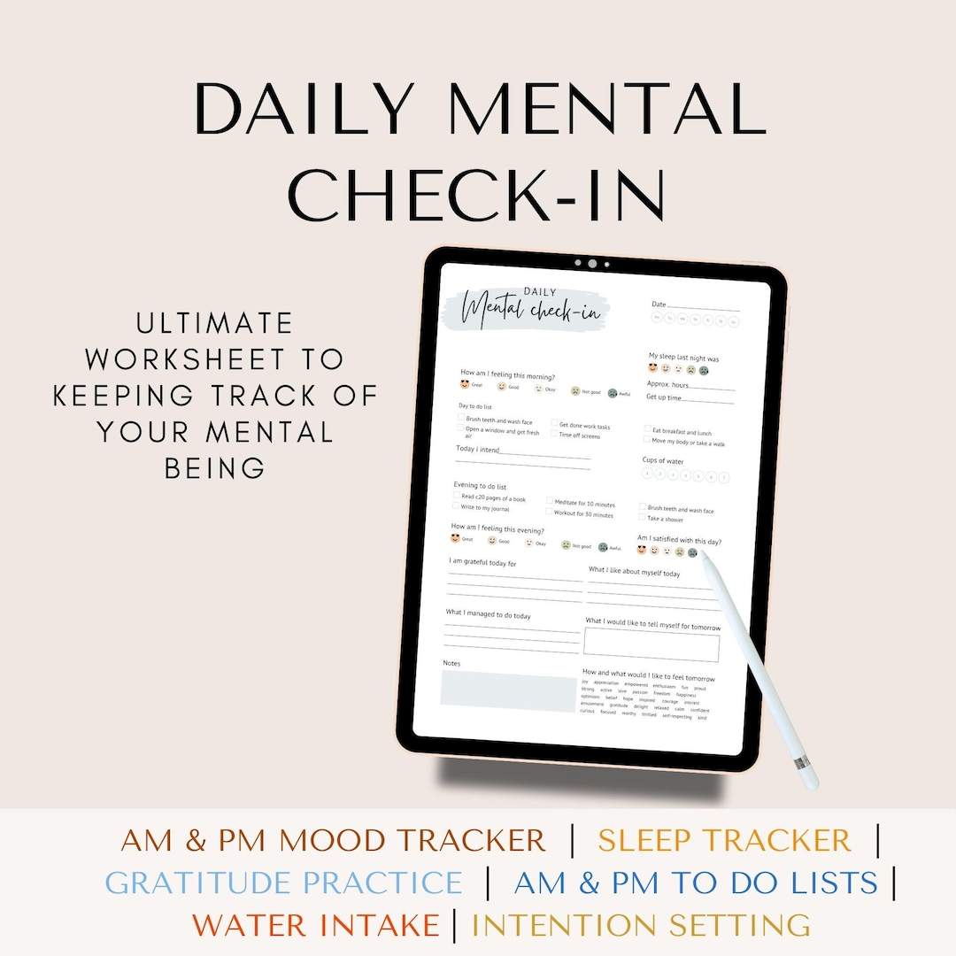 Daily Mental Health Check-in | Daily Wellness Planner | Printable Self ...