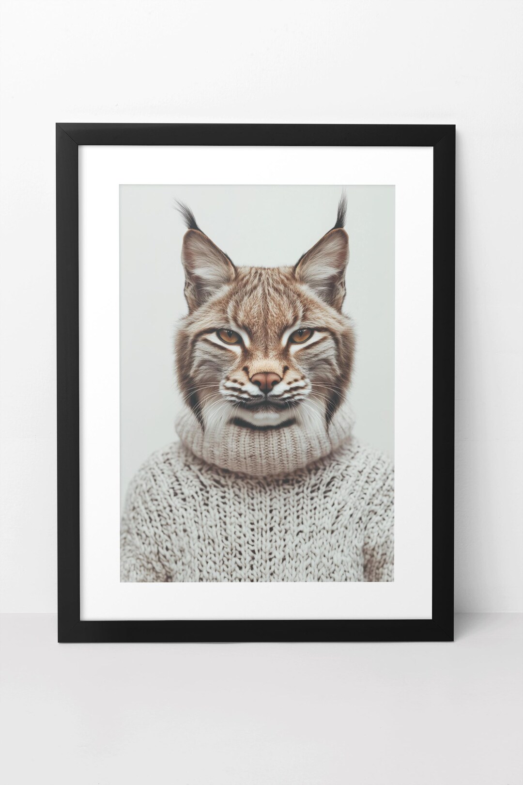 Minimalist Bobcat Printable Wall Art - Realistic Print of a Bobcat in ...