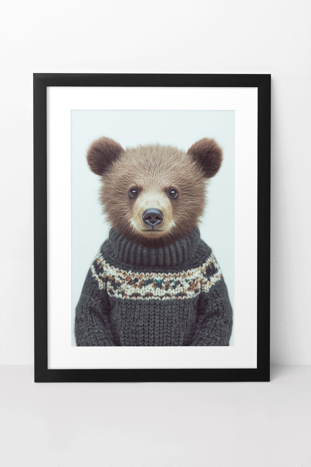 Minimalist Bear Cub Printable Wall Art - Realistic Print of a Cute Bear ...
