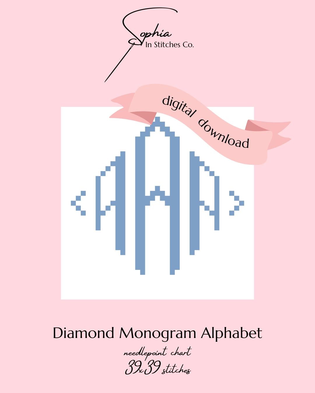 Diamond Monogram Alphabet Needlepoint Chart - Etsy