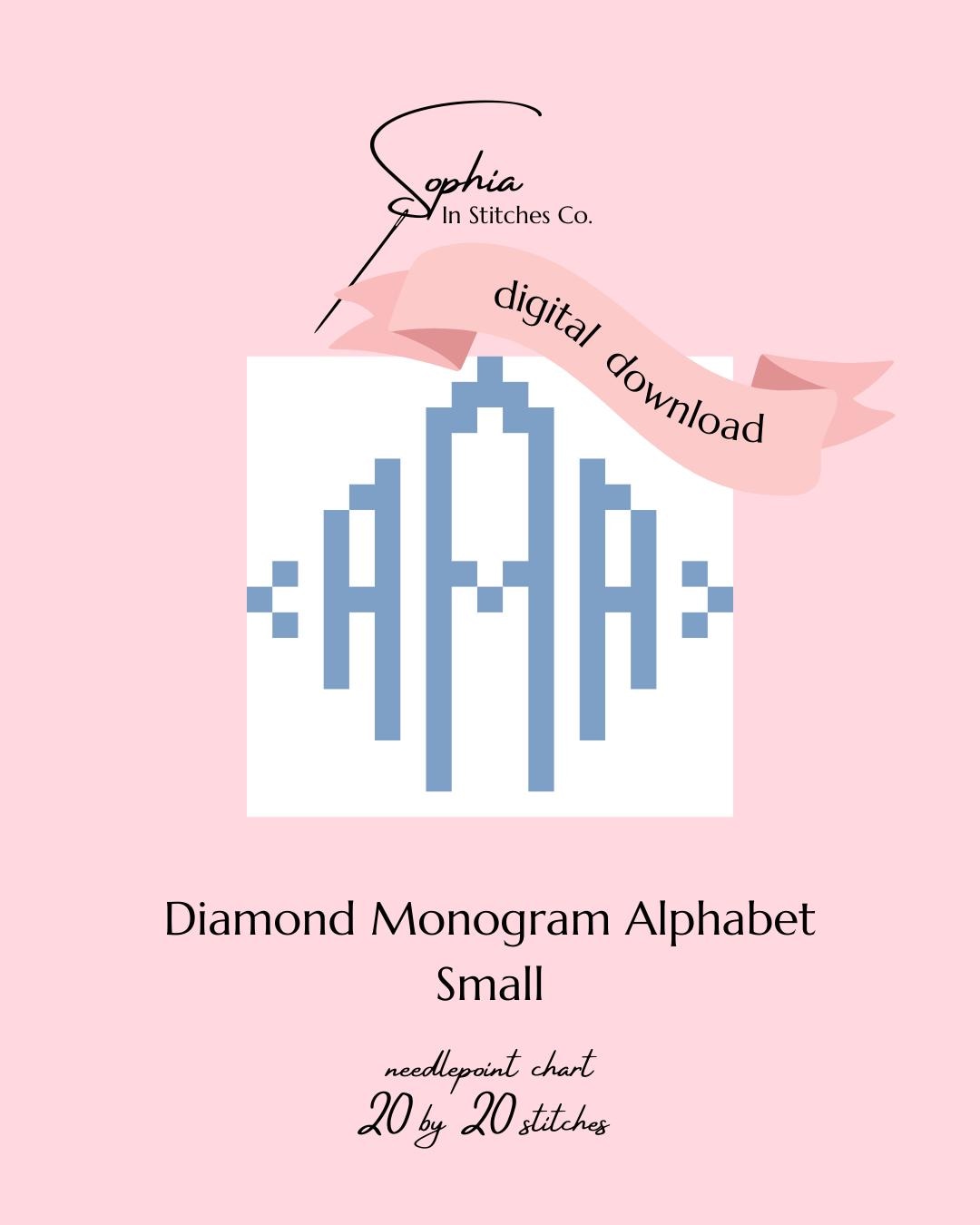 Small Diamond Monogram Needlepoint Chart - Etsy