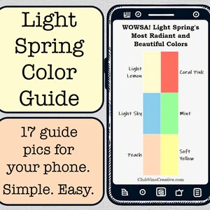 Light Spring Seasonal Color Guide - 17 JPG Files for Phone - Instant ...
