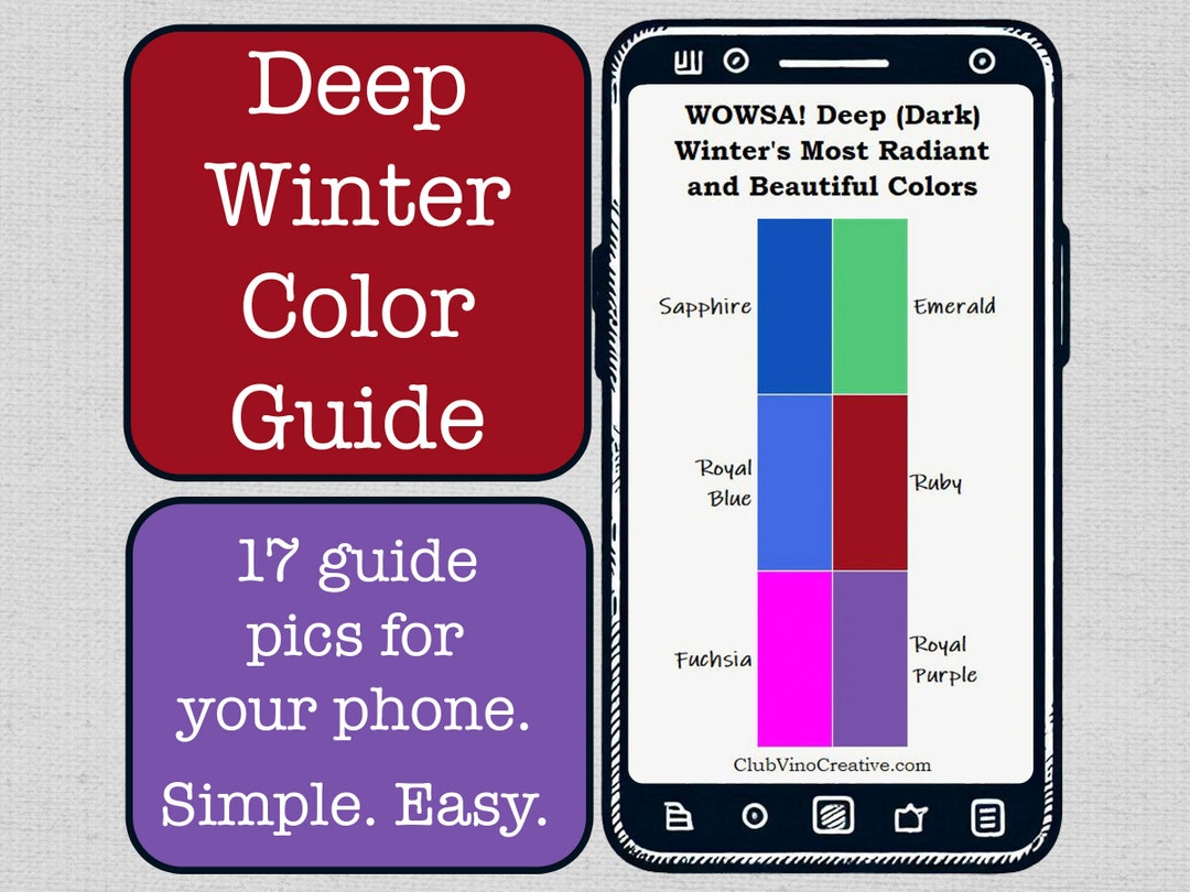 Deep (dark) Winter Seasonal Color Guide - 17 JPG Files for Phone ...