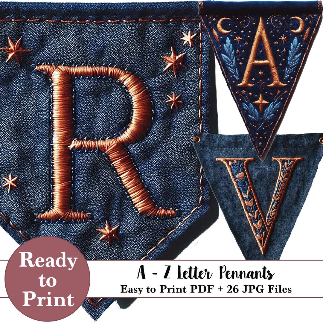 Wizard Printable Party Banner 26 Letters A to Z Blue and Bronze Instant ...