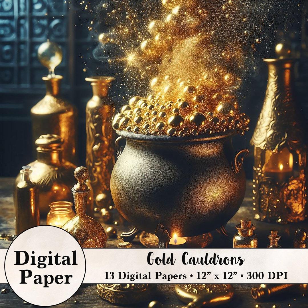 13 Wizard Digital Papers Gold Cauldrons Instant Digital Download - Etsy