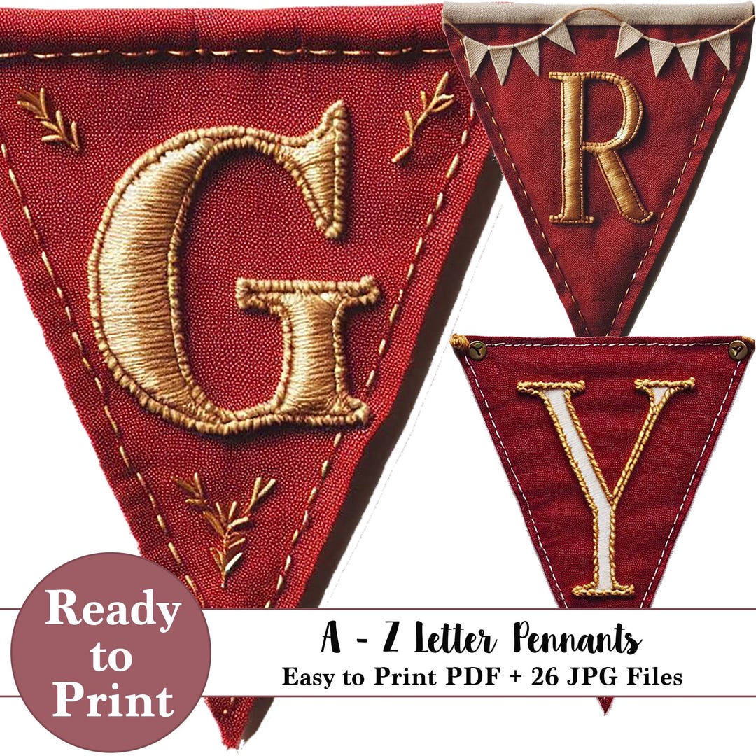 Wizard Printable Party Banner - 26 Letters A to Z - Red and Gold ...
