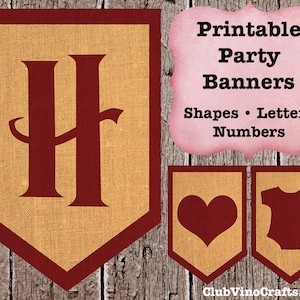 Wizard Printable Party Banner - Letters, Numbers and Symbols - Red and ...