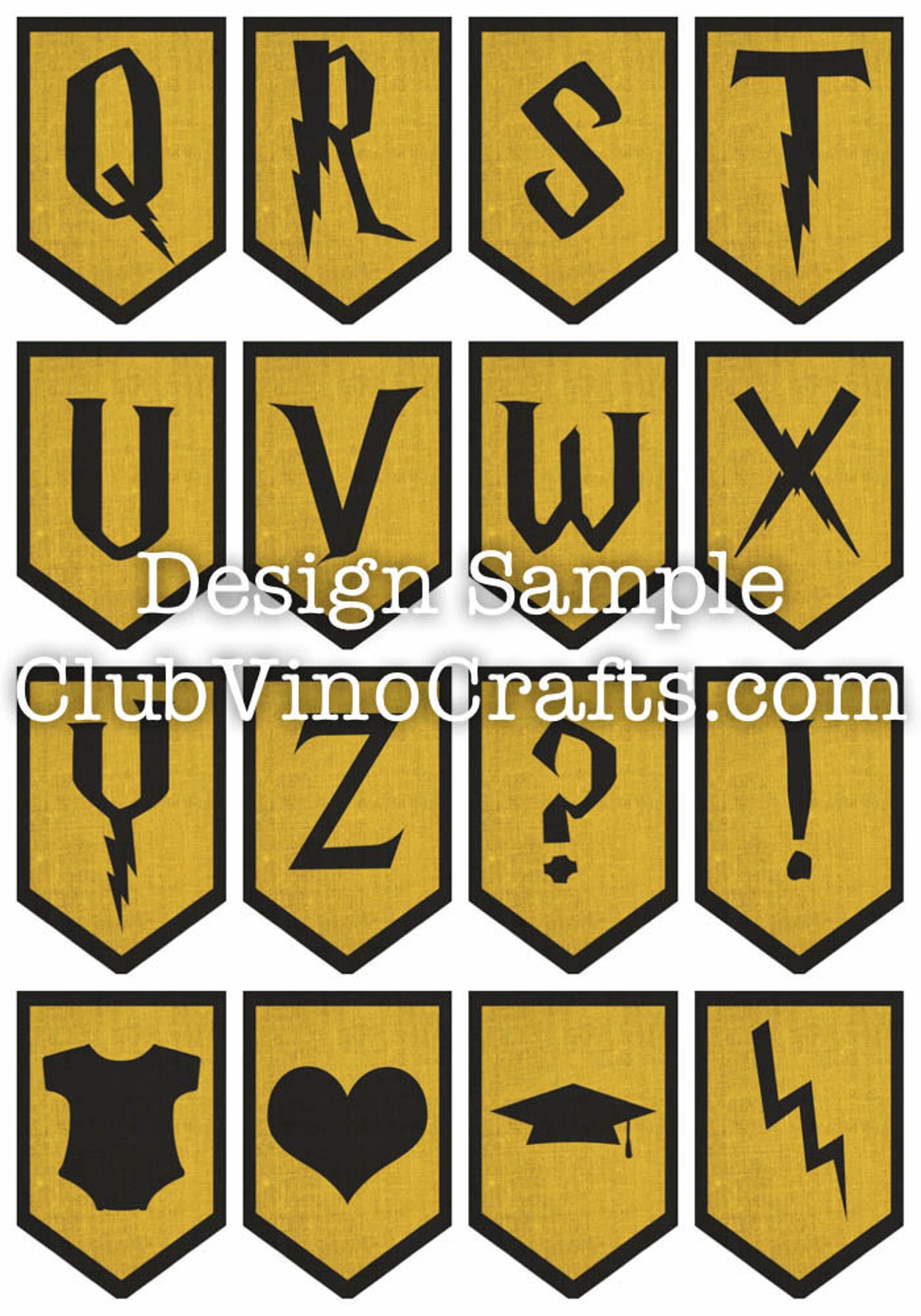 Wizard Printable Party Banner - Letters, Numbers and Symbols - Yellow ...