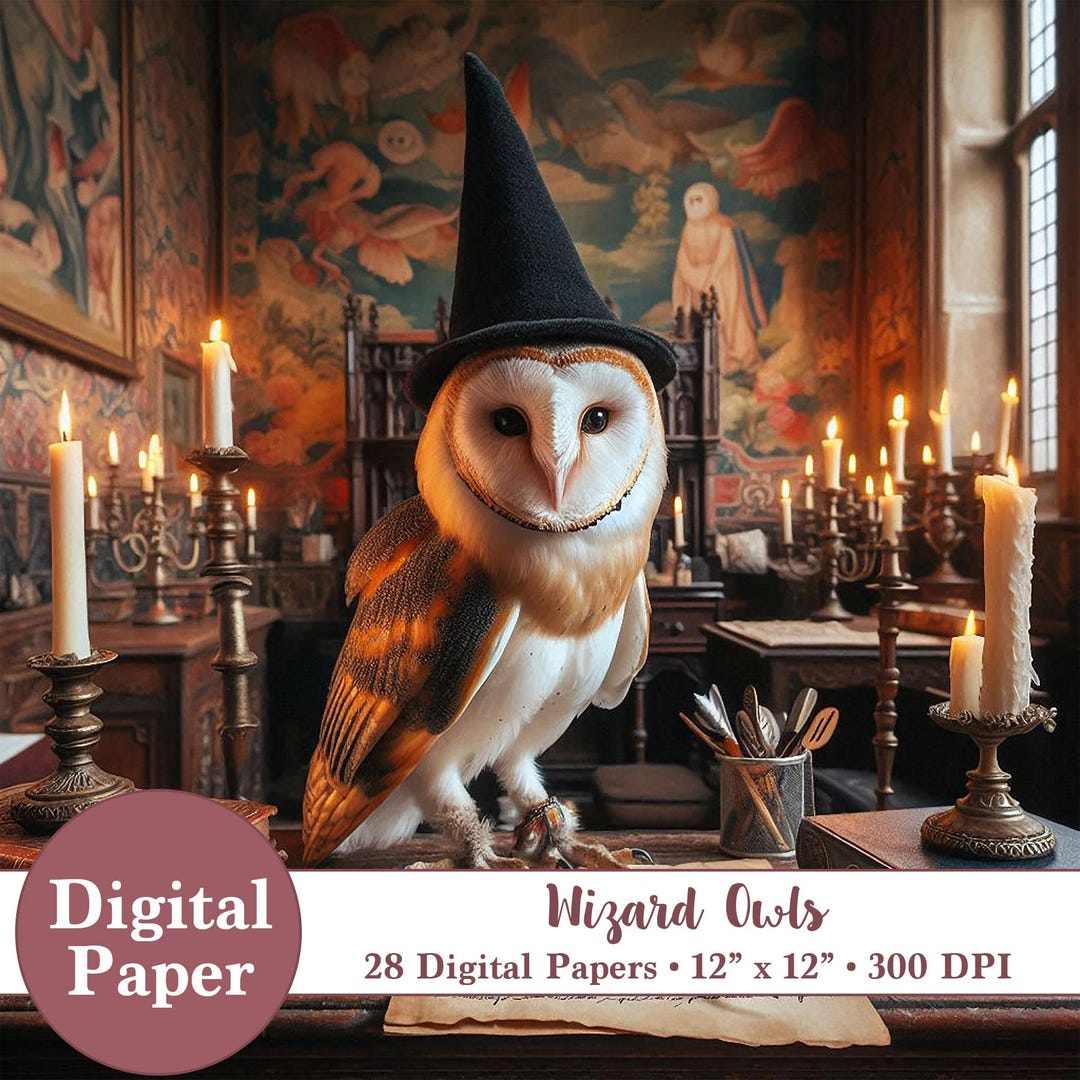 28 Wizard Digital Papers - Wizardarding School Pet Owls - Instant ...