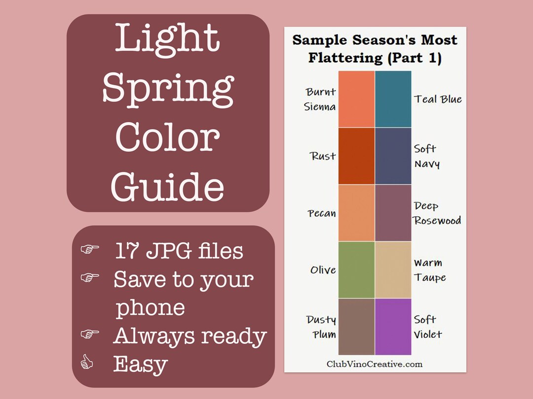 Light Spring Seasonal Color Guide 17 JPG Files for Phone Instant ...