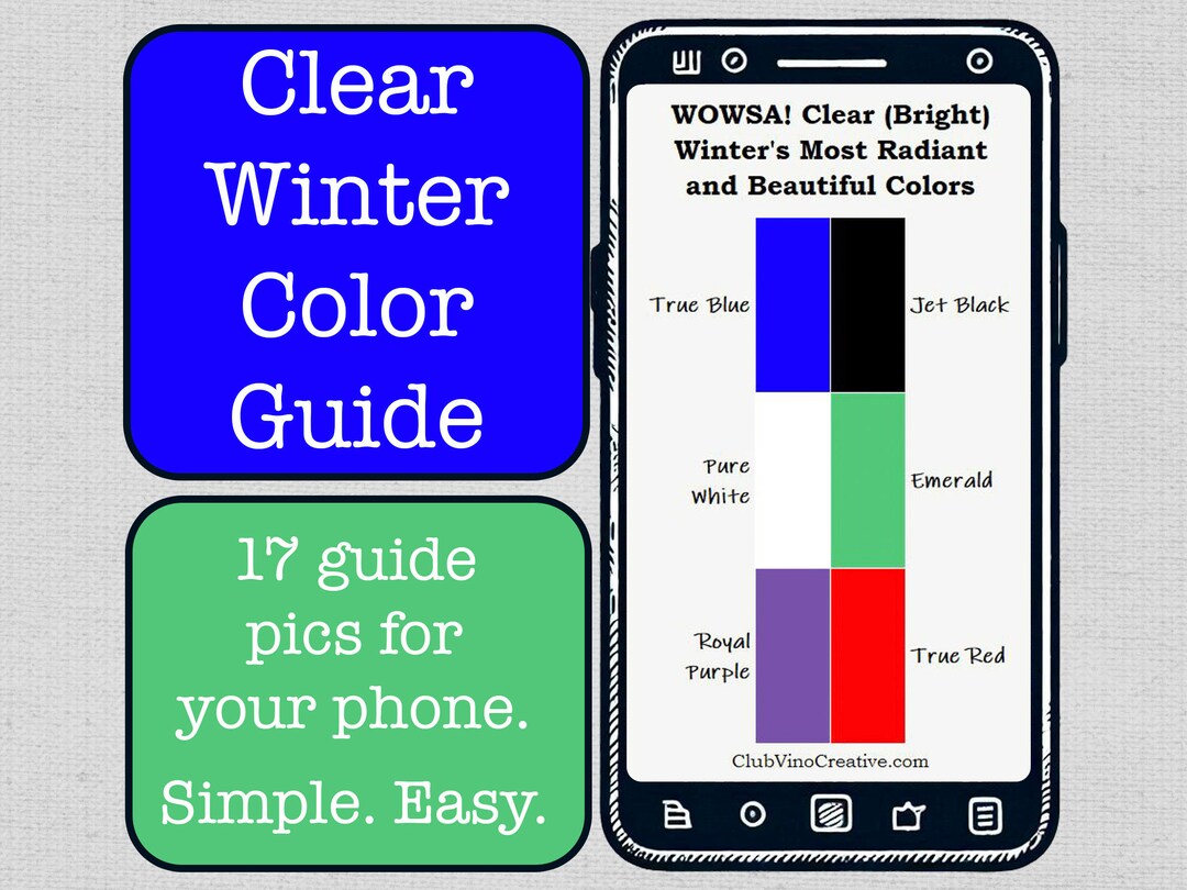 Clear (bright) Winter Seasonal Color Guide - 17 JPG Files for Phone ...