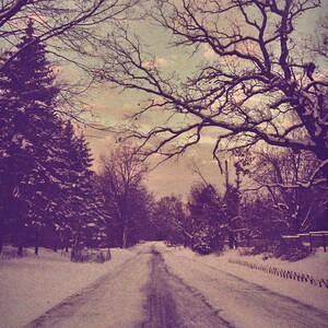 Cozy Winter Wall Art Snowy Street and Trees Nostalgia - Etsy
