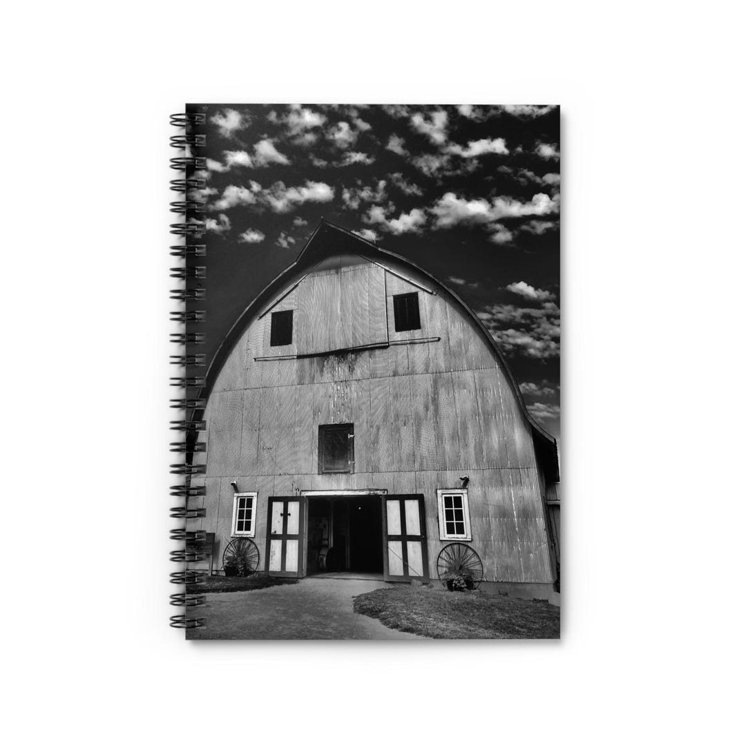 Black and White Metal Barn Horse Farm Spiral Notebook Ruled Line ...