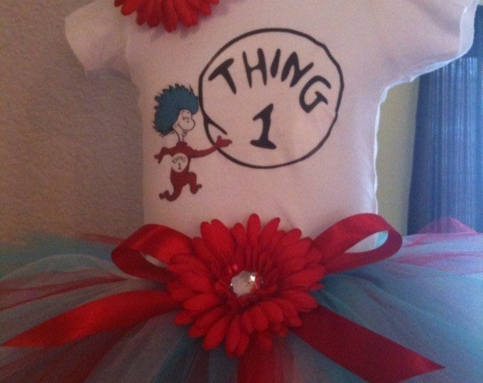 Twin Boy and Girl THING 1 and THING 2 Outfit Set..2 Onesies...1 ...