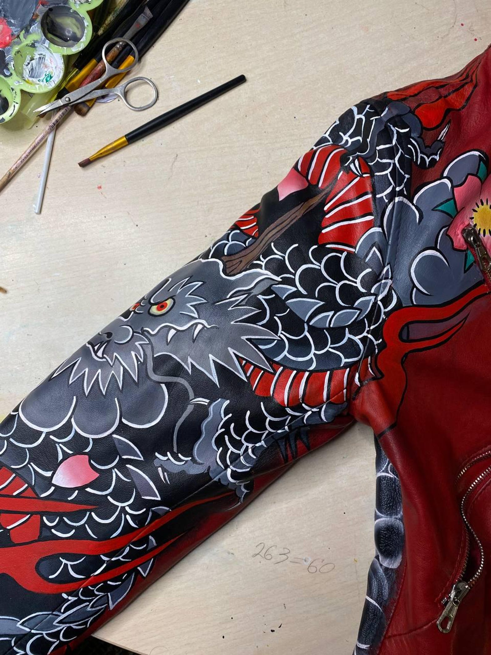Exclusive Leather Jacket "japanese Yakuza" Hand-painted Tattoo-inspired ...