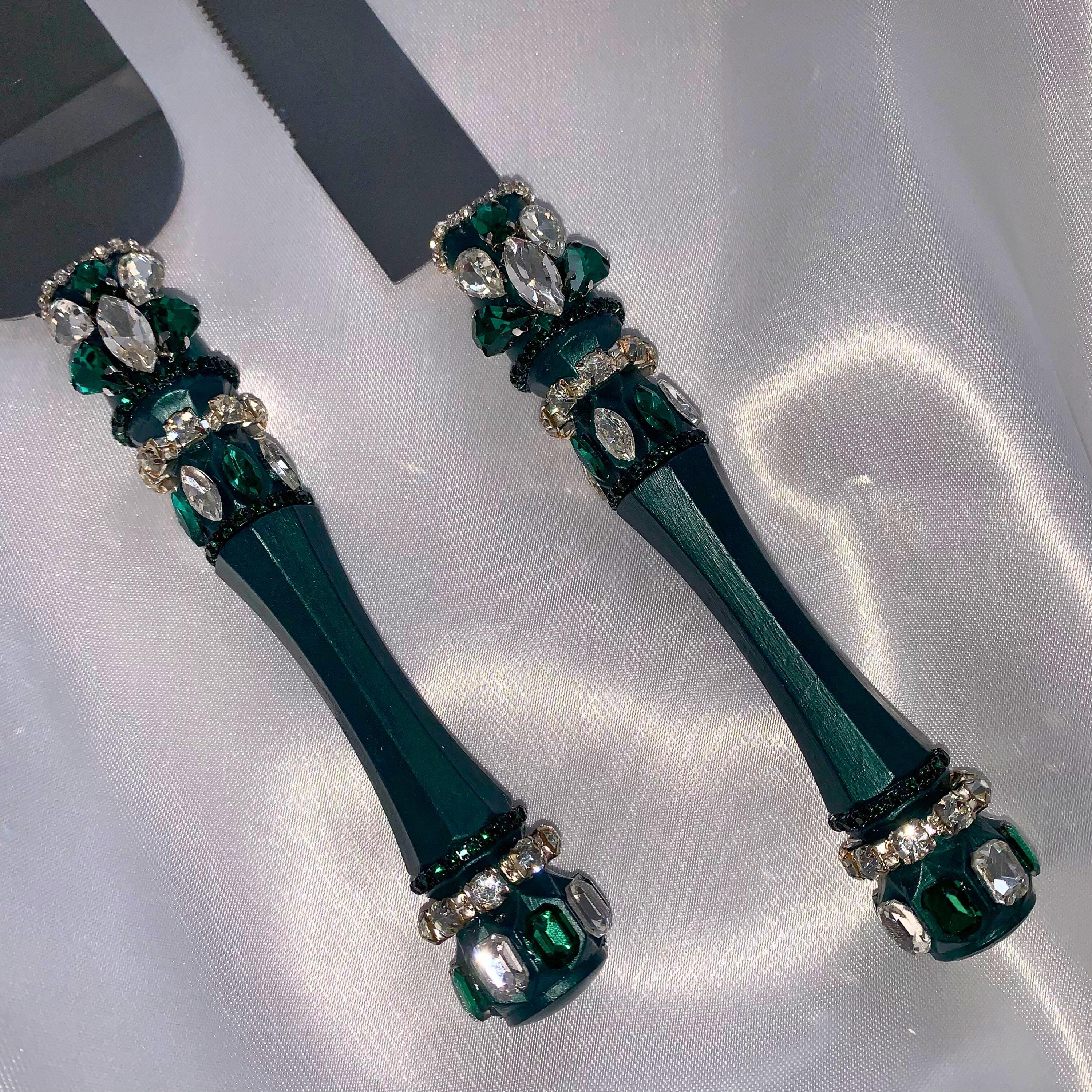 Emerald Green Cake Knife and Server Set – Wedding Cake Cutting Set ...