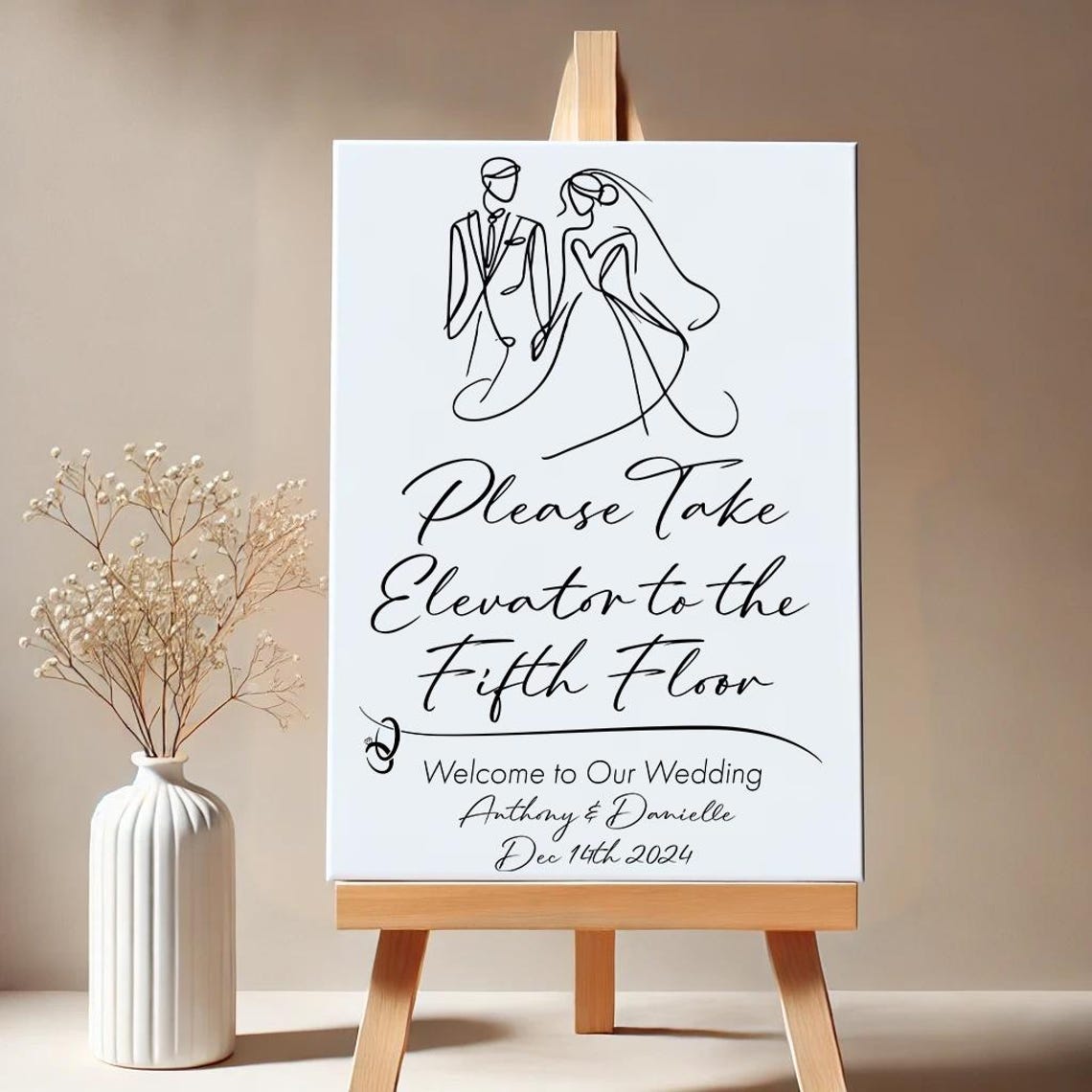 Custom Wedding Directional Sign: Elegant Elevator or Stairs Decor - Etsy