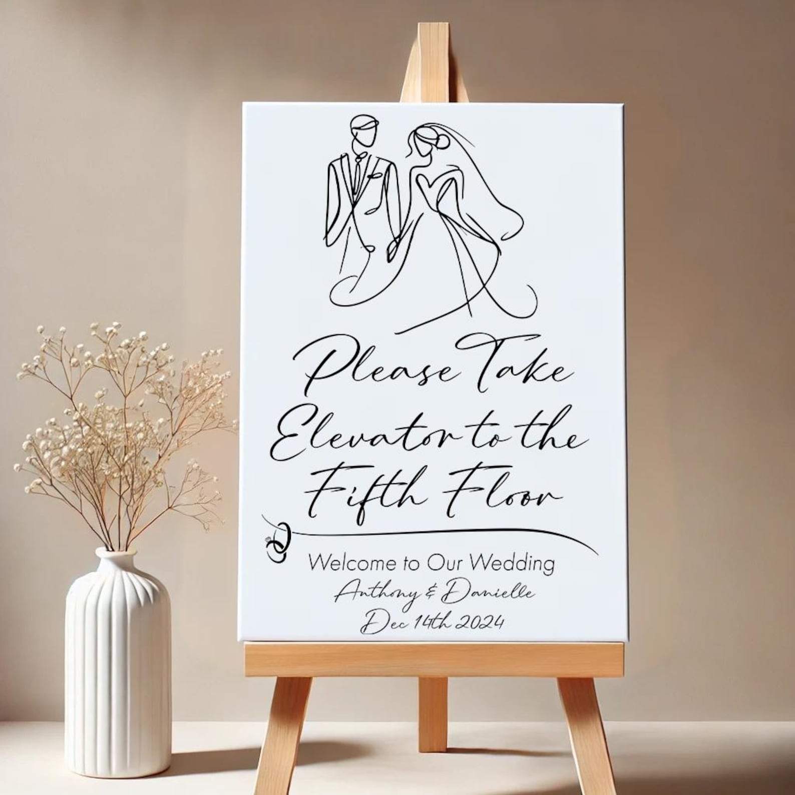 Custom Wedding Directional Sign: Elegant Elevator or Stairs Decor - Etsy