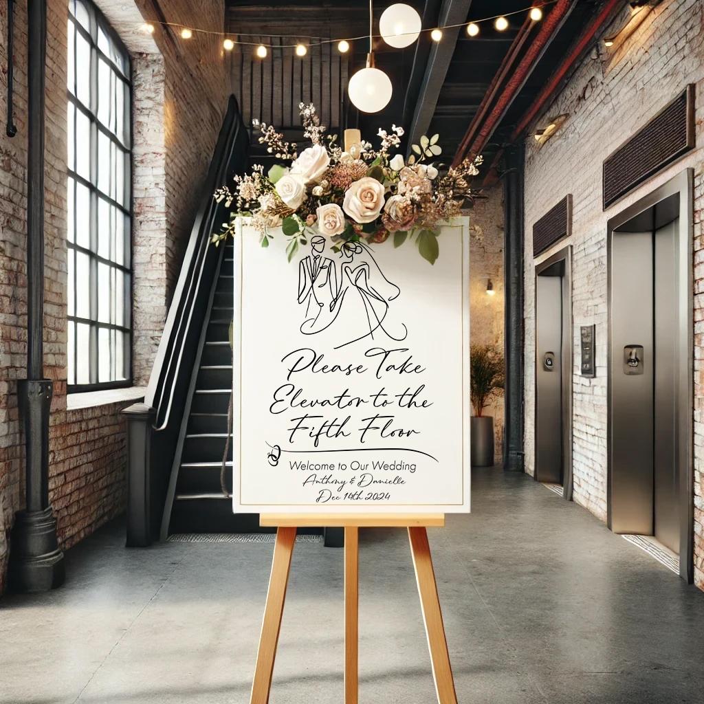 Custom Wedding Directional Sign: Elegant Elevator or Stairs Decor - Etsy