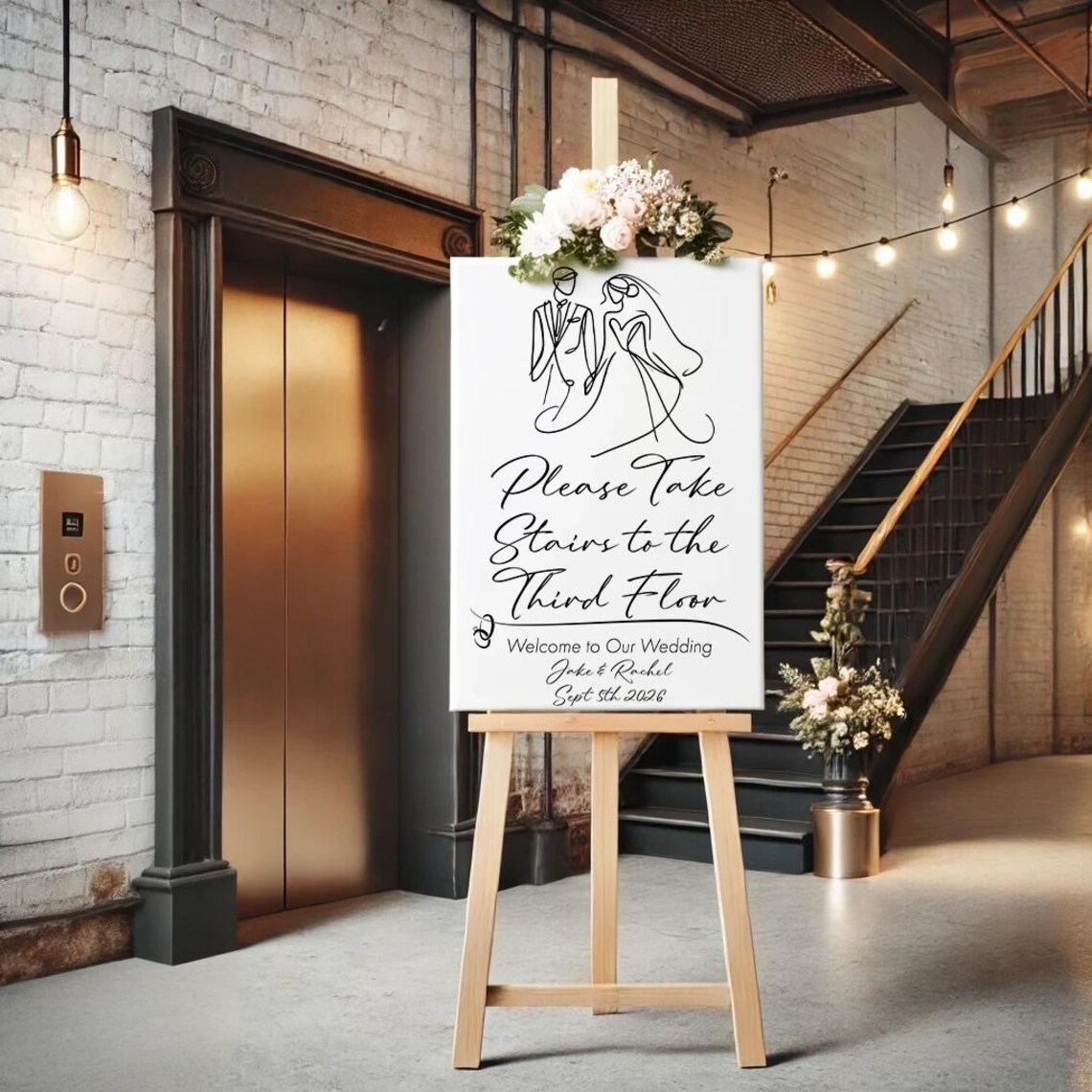 Custom Wedding Directional Sign: Elegant Elevator or Stairs Decor - Etsy