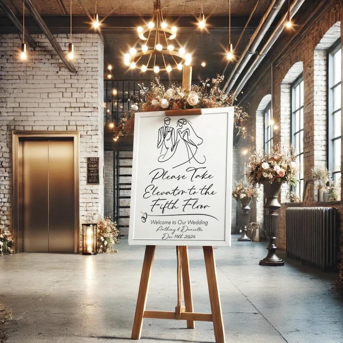 Custom Wedding Directional Sign: Elegant Elevator or Stairs Decor - Etsy
