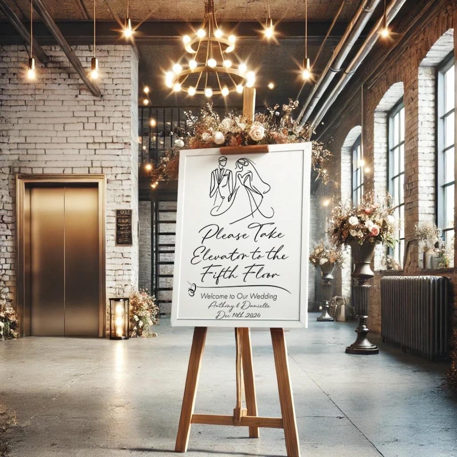 Custom Wedding Directional Sign: Elegant Elevator or Stairs Decor - Etsy