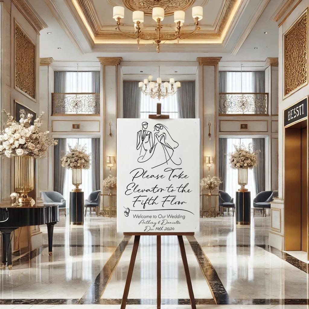 Custom Wedding Directional Sign: Elegant Elevator or Stairs Decor - Etsy