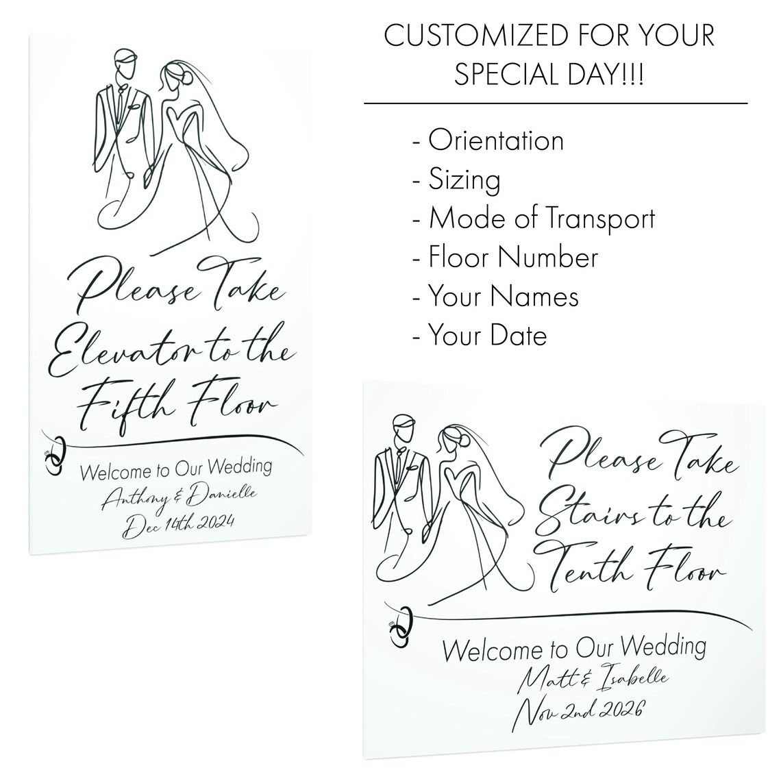 Custom Wedding Directional Sign: Elegant Elevator or Stairs Decor - Etsy