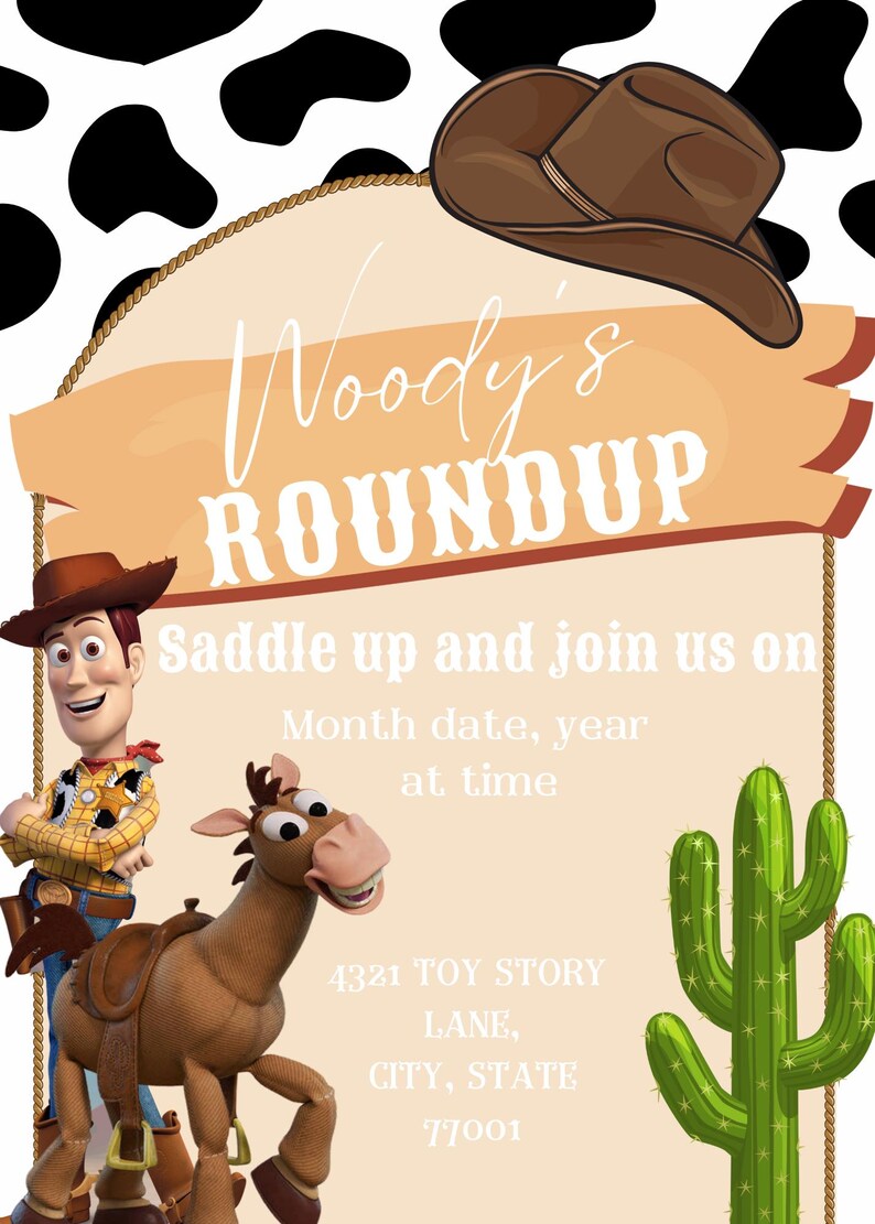 Woody’s Roundup Invitation Template - Etsy