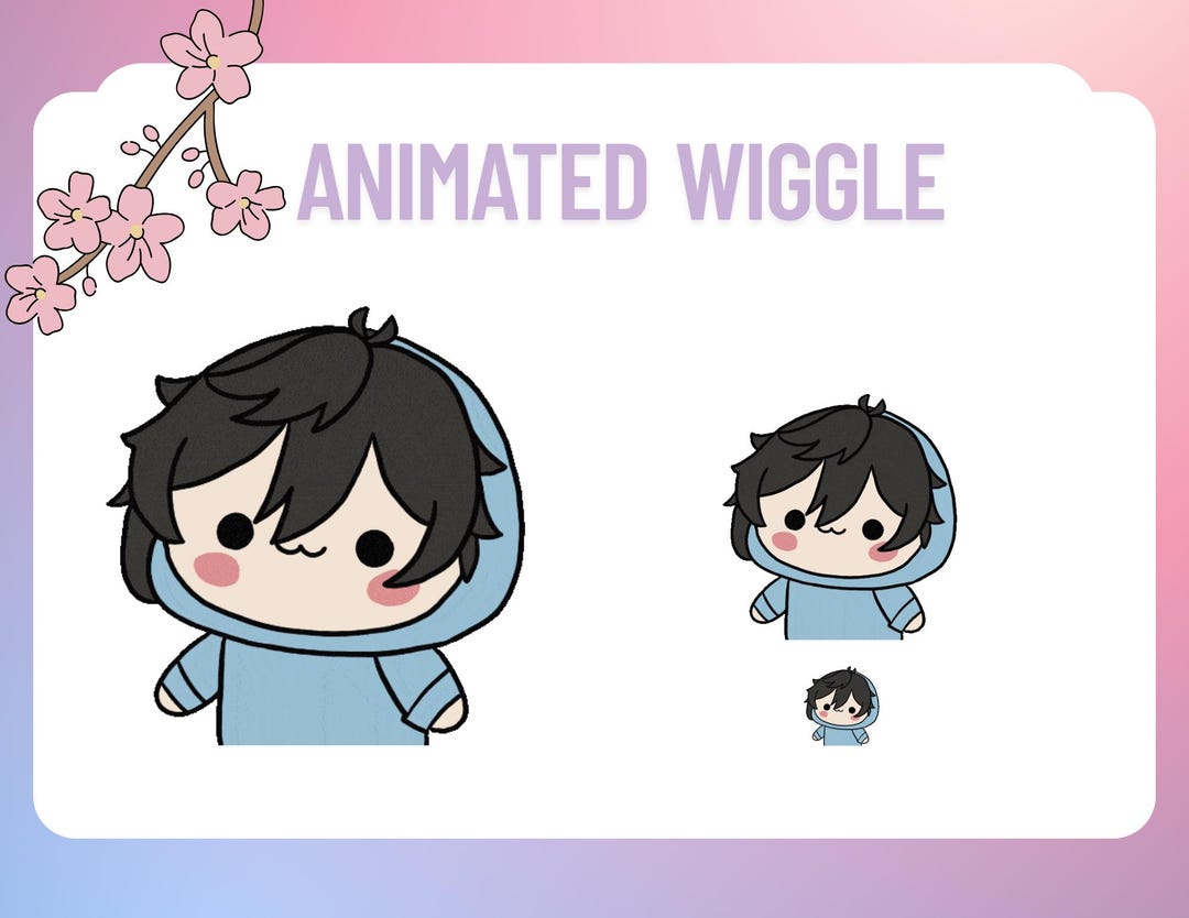 Wiggle Boy Emote Black Hair Blue Hoodie - Twitch Emote | Animated Emote ...