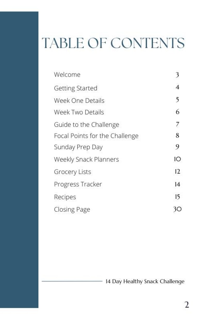 14 Day Healthy Snack Challenge - Etsy