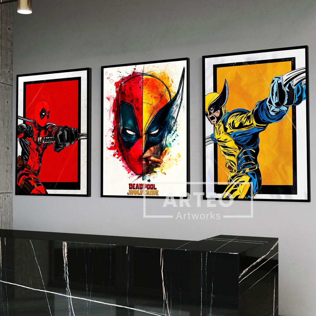 Deadpool&wolverine 3 PACK Ready-to-hang Wall Art, Digital Laser Print ...