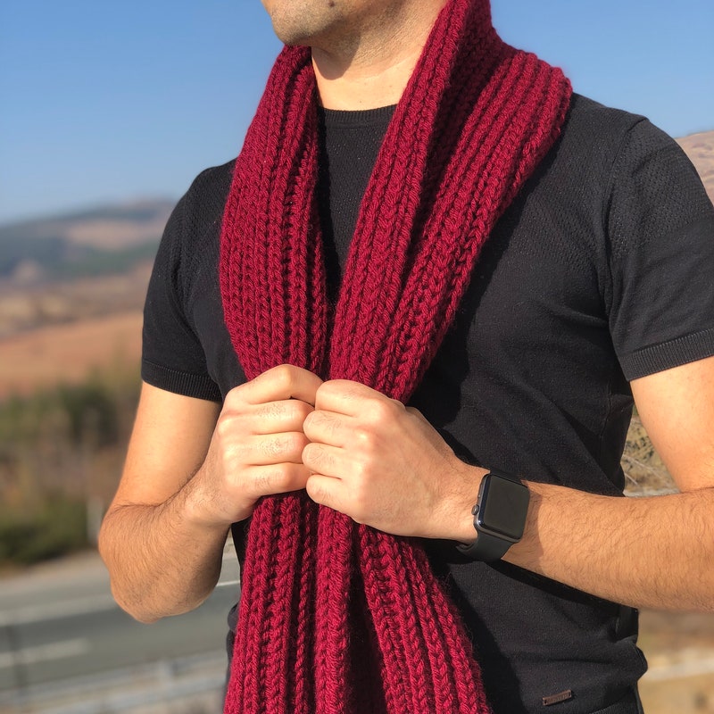 Red Mens Scarf - Etsy
