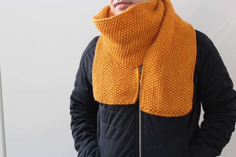 Mustard Yellow Scarf, Mens Knit Scarf, Man Scarf, Knitted Scarf for Men ...