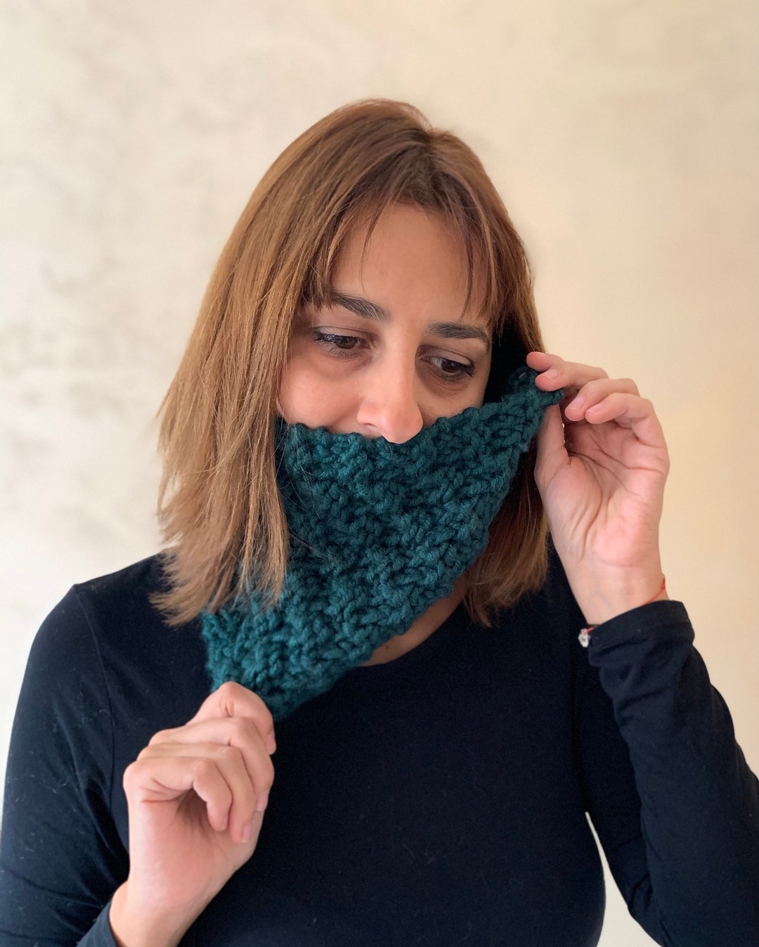 Cyber Sale Petrol Blue Knitted Cowl, Knitted Petrol Blue Snood, READY ...